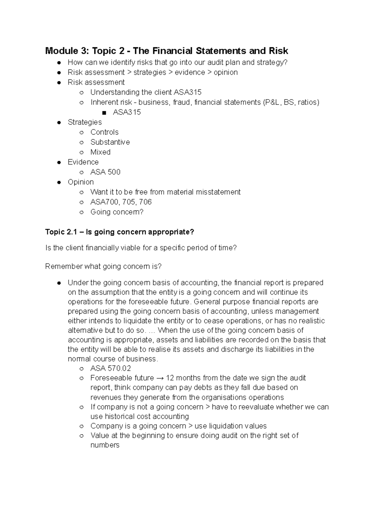 Module 3: Topic 2 - Financial Statements & Risk Assessment Strategies ...