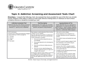 Addiction Screening Assessment Tool Chart - PCN-100 Topic 4: Addiction ...