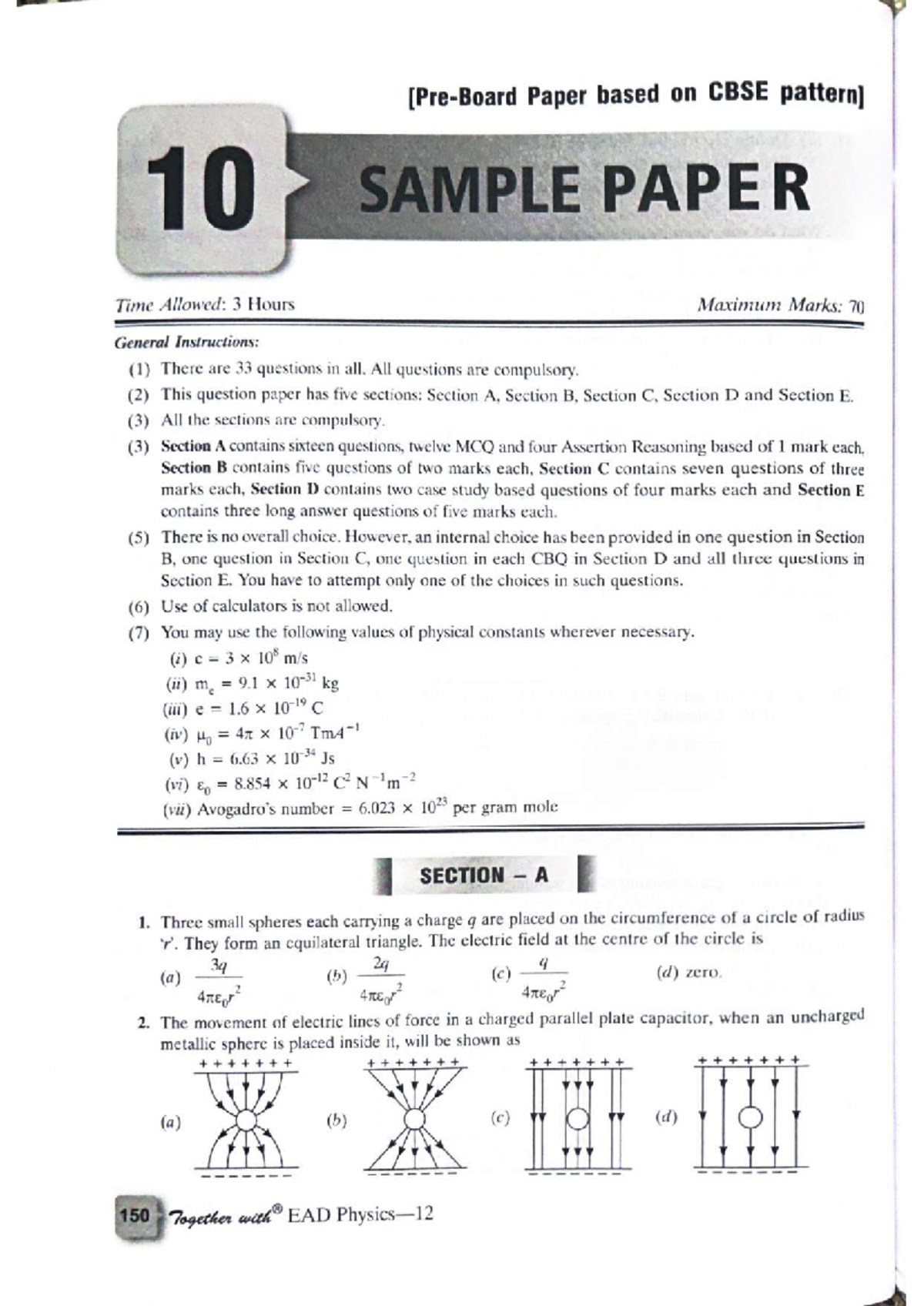 SP-10 Physics Sample Paper with Solutions and Explanations - Studocu