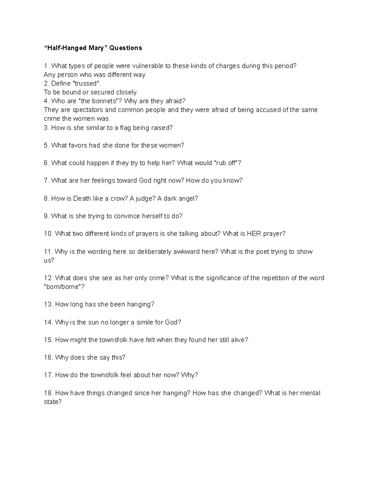 Half-Hanged Mary” Questions - “Half-Hanged Mary” Questions What types ...