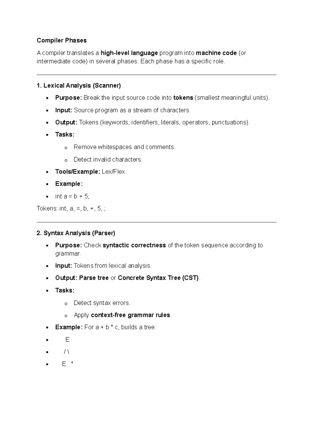 VTU BCS613C Compiler Design Final Exam Notes - July 2025 - Studocu
