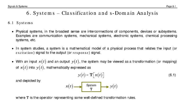 Lec06: Systems Classification & s-Domain Analysis in Signals Systems ...
