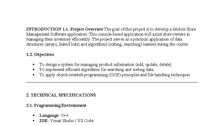 CS101: Mobile Store Management Software Project Overview and Design ...