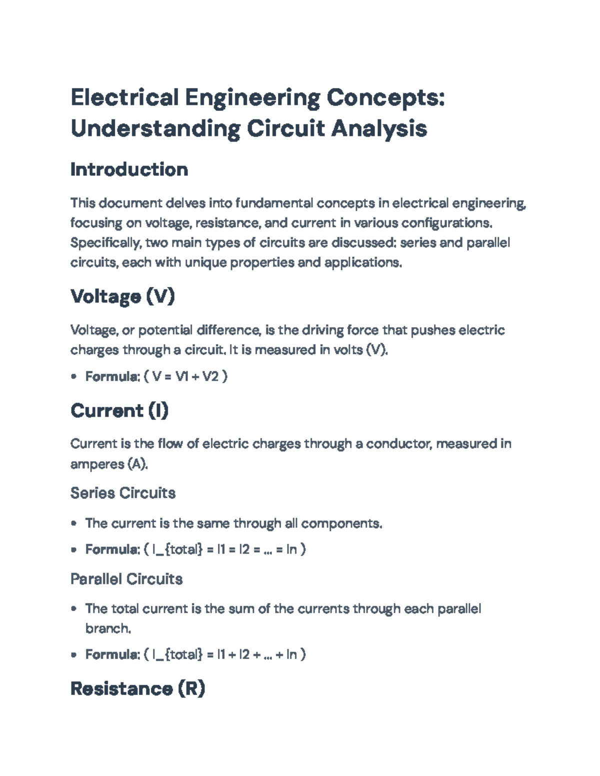 Electrical Engineering Concepts: Circuit Analysis Essentials (EE101) - Electrical Engineering ...