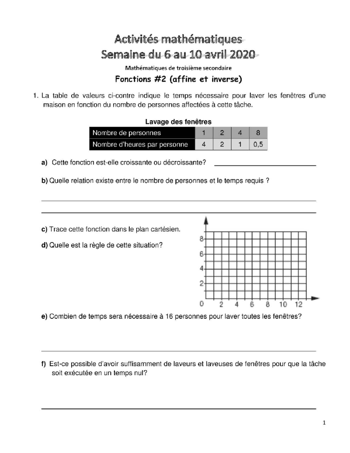 Examen pratique Mathématiques sec 3: Exercice 20 et correction finale ...
