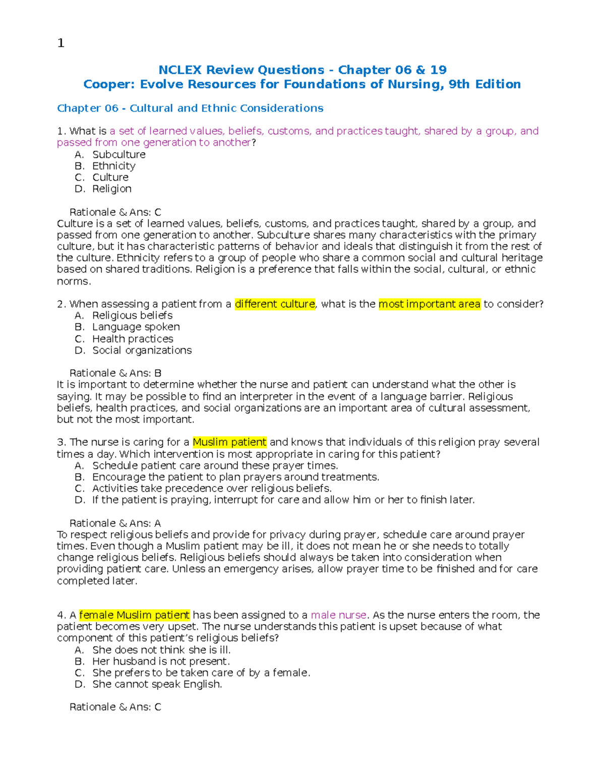 Nclex Review Questions For Quiz 18 (KN) - NCLEX Review Questions ...