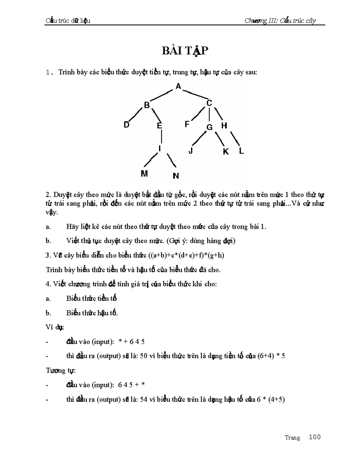 BÀI TẬP VỀ CẤU TRÚC CÂY (MÔN CẤU TRÚC DỮ LIỆU) - Studocu