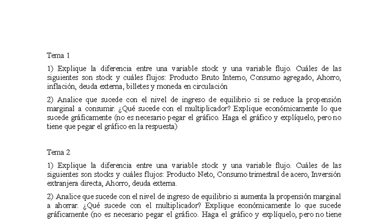 Teoría Macroeconómica: Variables Stock y Flujo - Análisis y Ejemplos ...