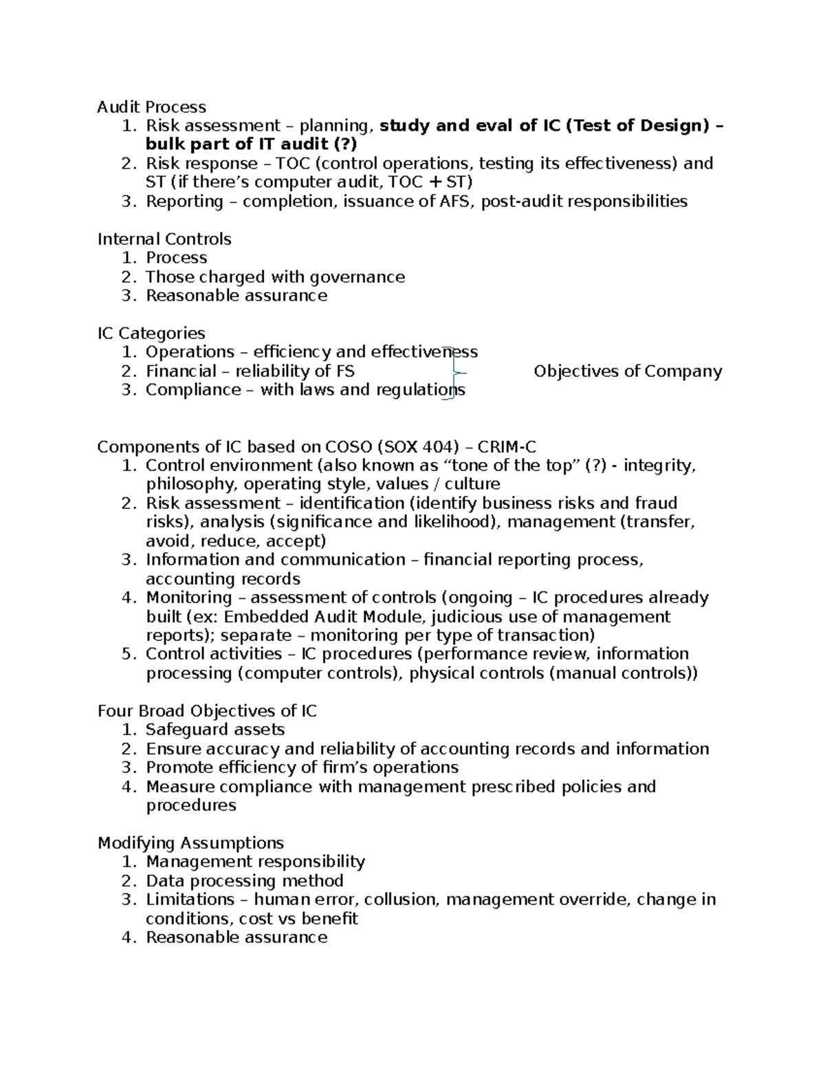 Auditing in a CIS Environment: Chapter 1 - Audit Process & IC Overview - Studocu