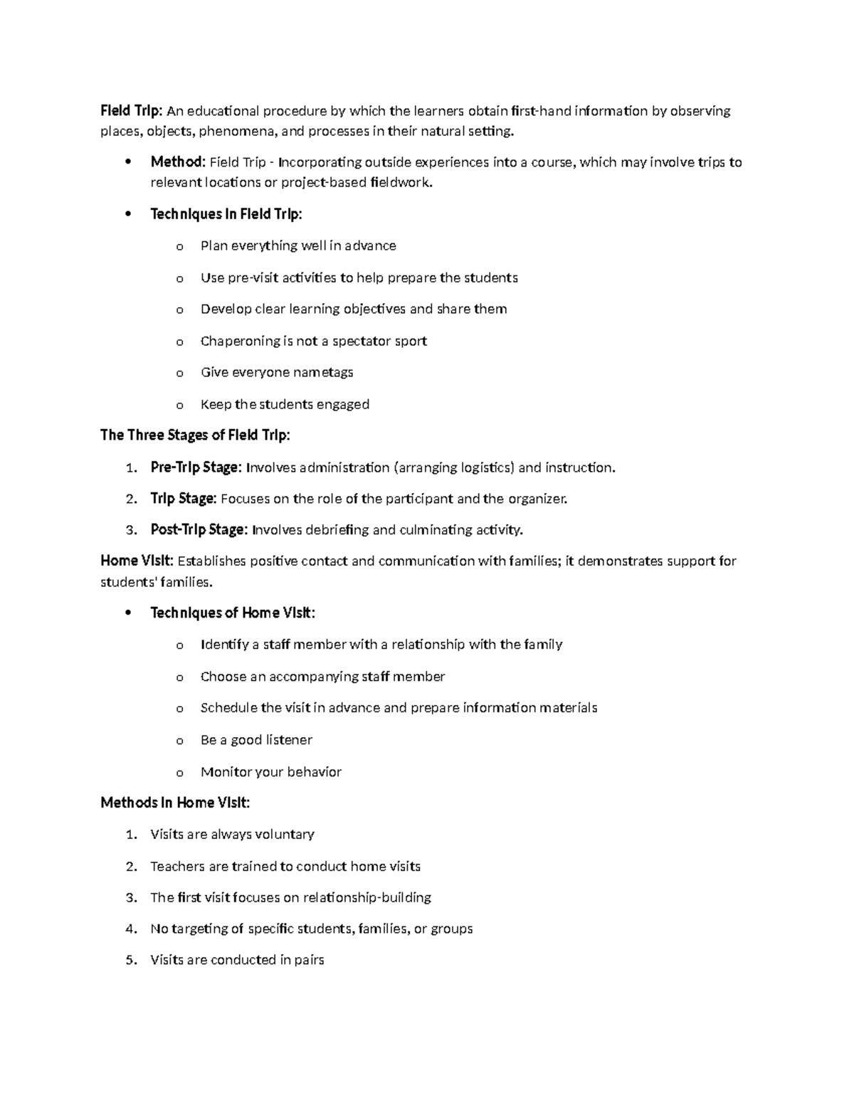 Field Trip Techniques and Methods: Engaging Students in Learning - Studocu