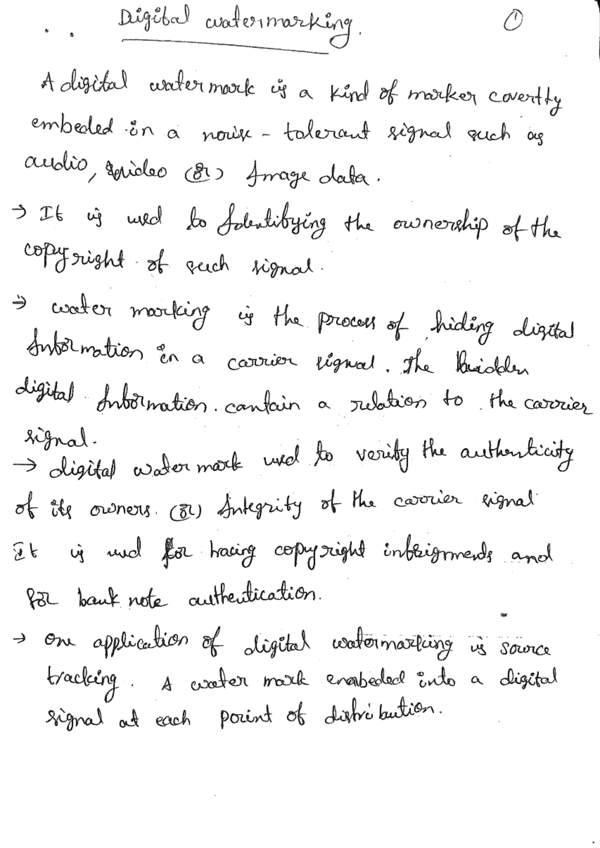 IP UNIT-5 PART 2 - Digital Watermarking in Image Processing - Studocu