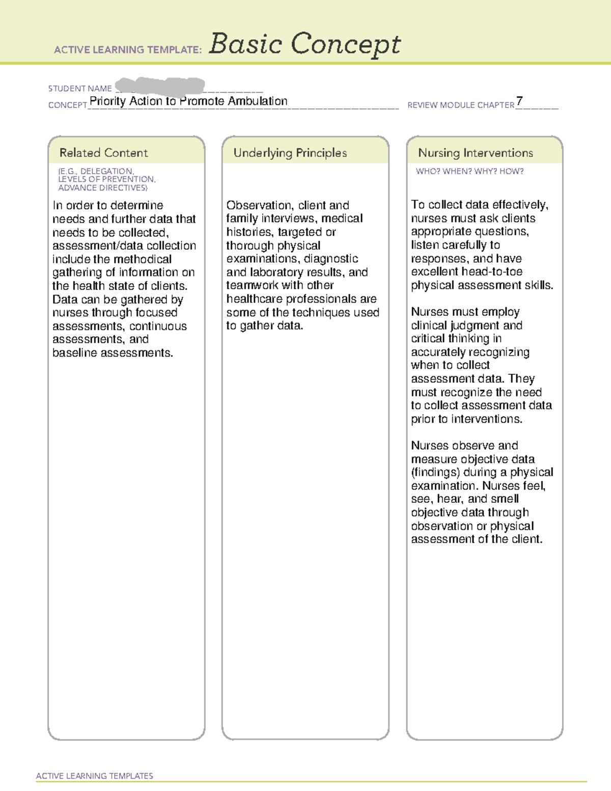 Promoting Ambulation: Active Learning Template for Nursing Concepts ...