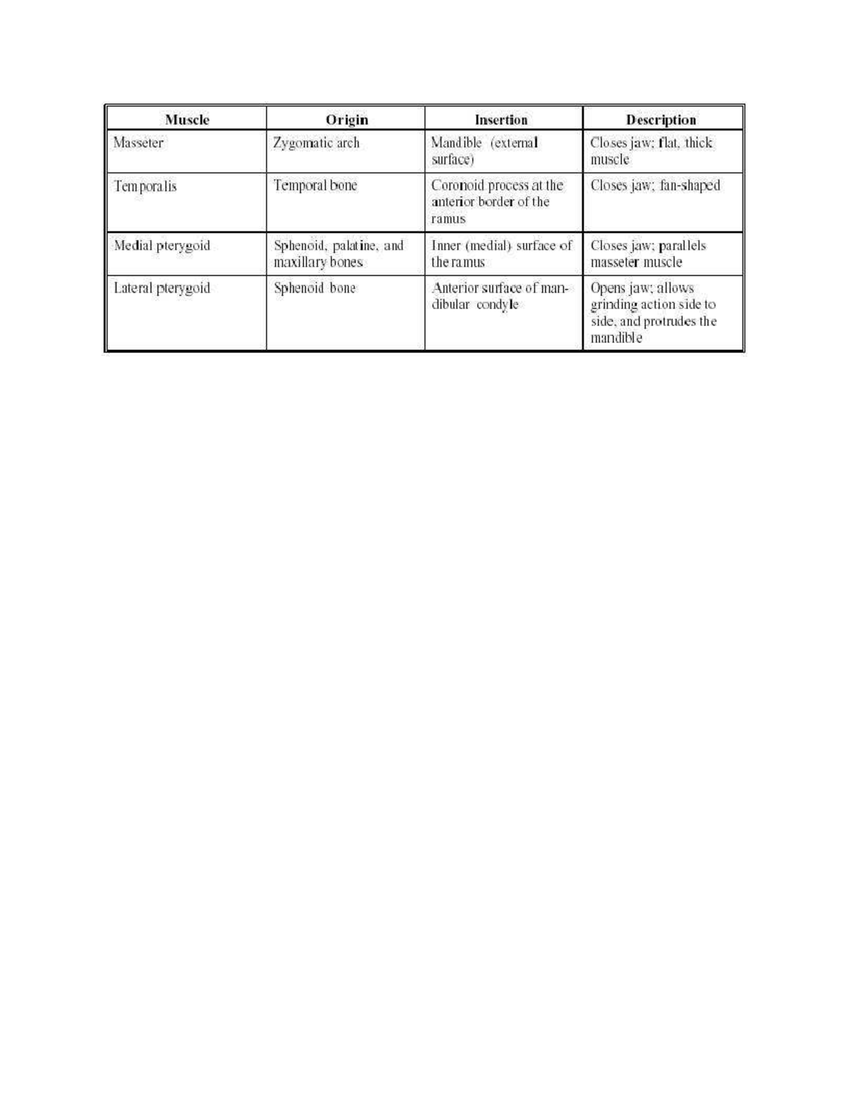 Muscles mastication - Muscle Origin Insertion Description Masseter ...