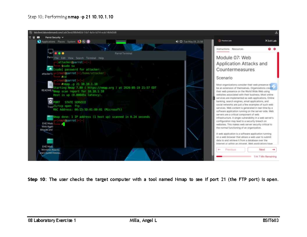 BSIT603 Laboratory Exercise 1: Nmap and FTP Exploitation Steps - Studocu