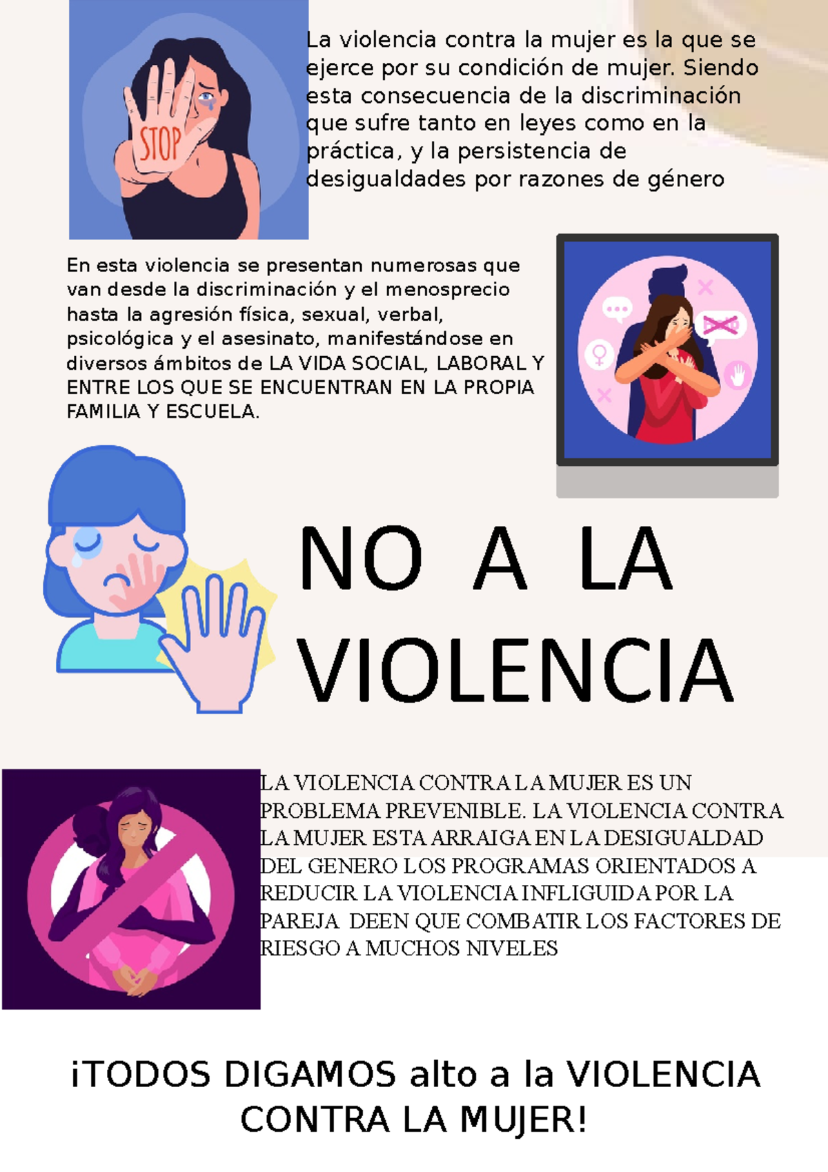 Afiche de Prevención: Alto a la Violencia contra la Mujer - Studocu