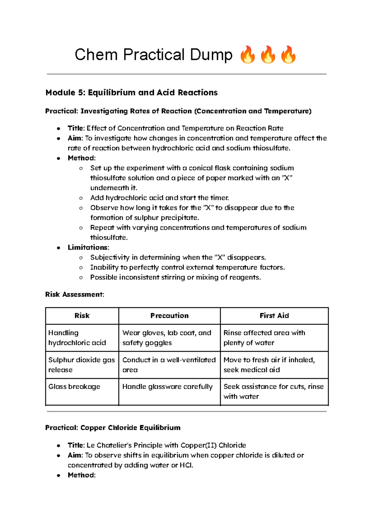 Chem Practical Module 5: Equilibrium & Reaction Rates Analysis - Studocu