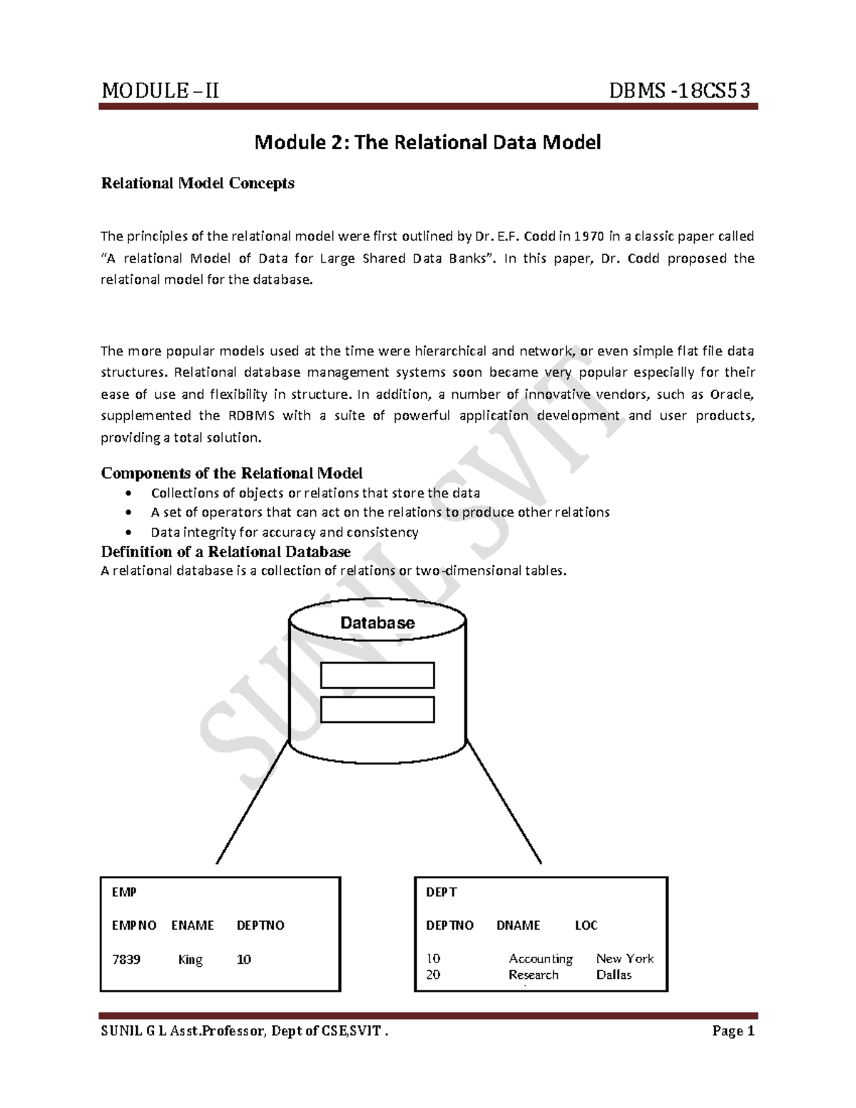 DBMS Module 2: Relational Data Model Concepts and Principles - Studocu