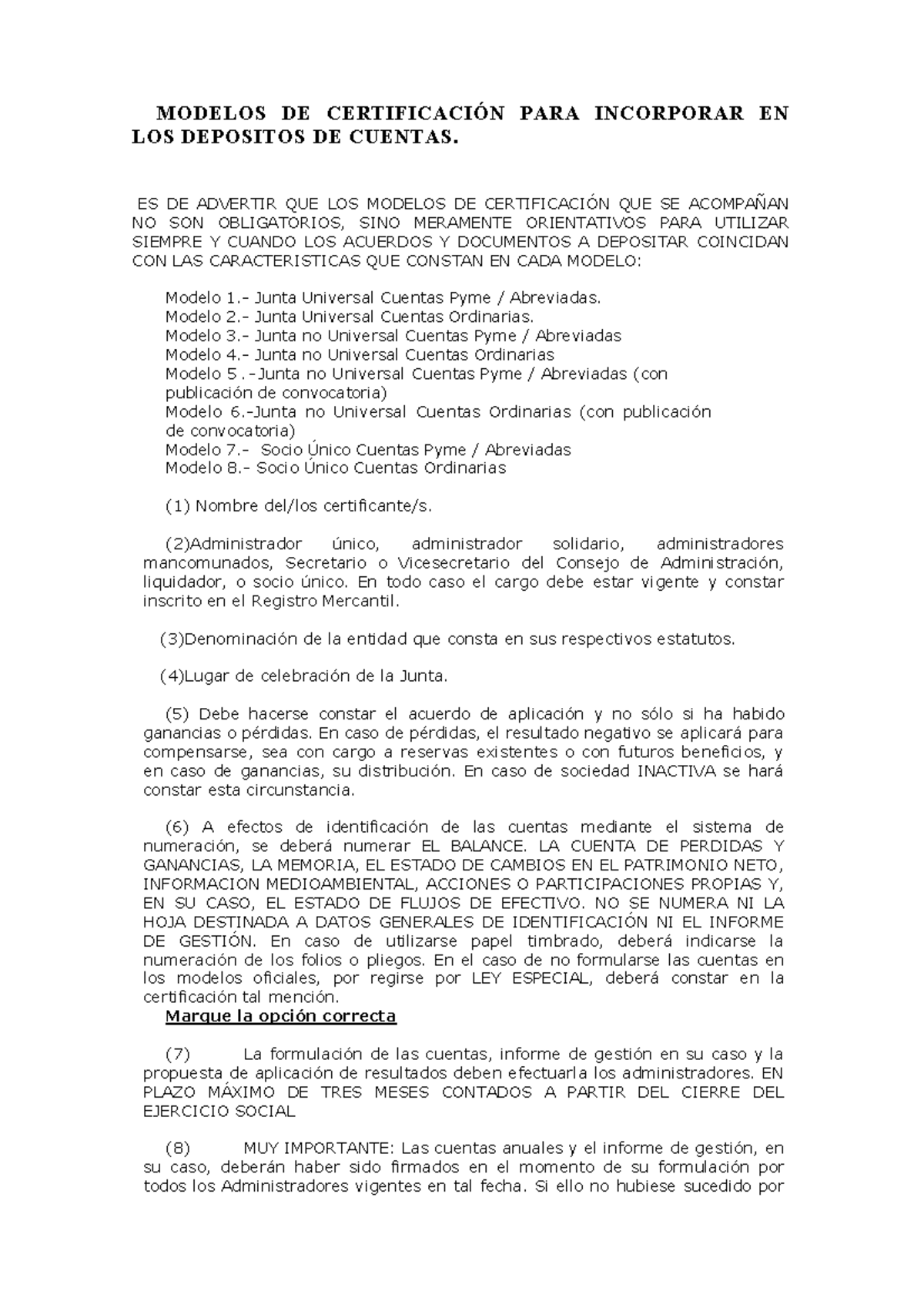 Cuentas 5 - fdsf - MODELOS DE CERTIFICACIÓN PARA INCORPORAR EN LOS DEPOSITOS DE CUENTAS. ES DE ...