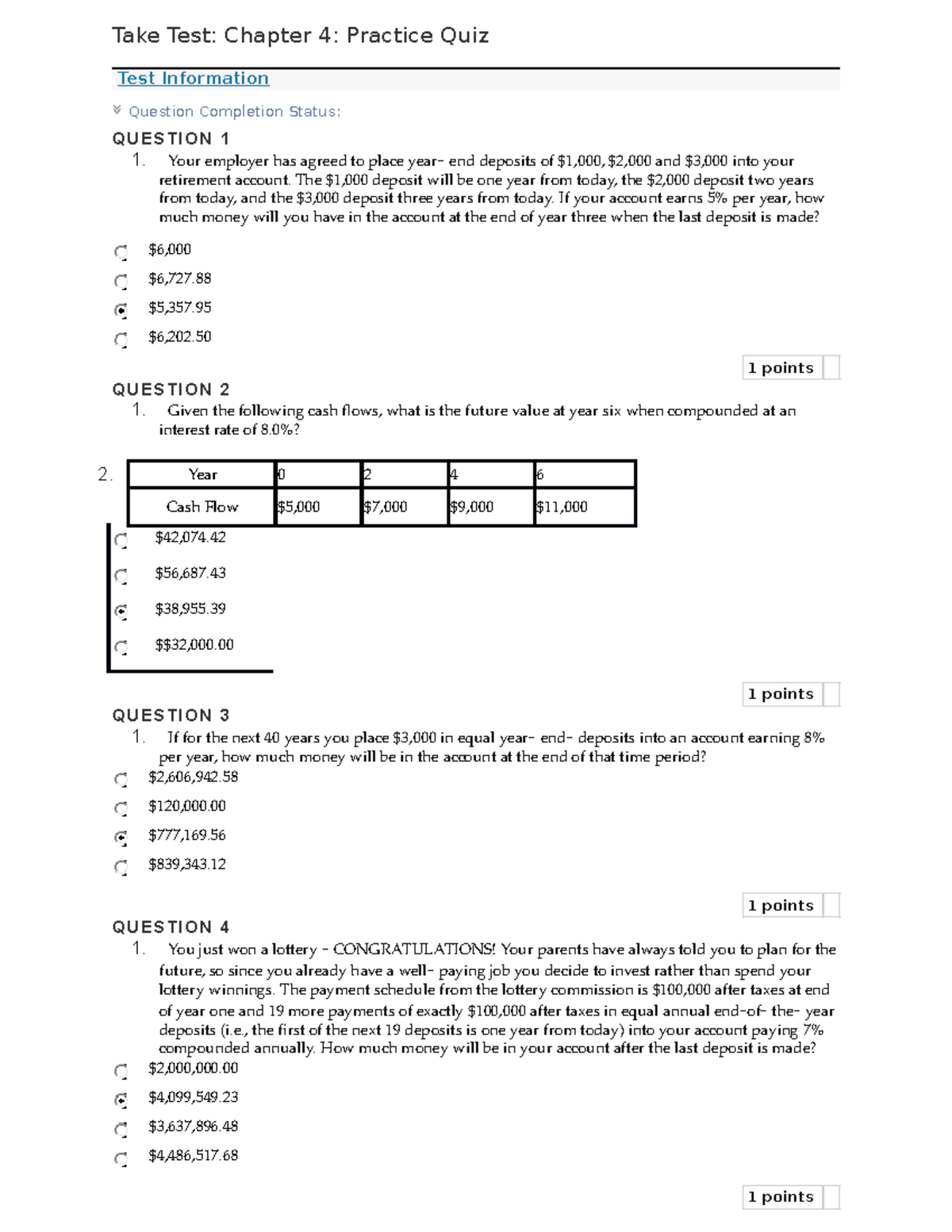 Chapter 4 Quiz - Financial Concepts Practice Test - Studocu