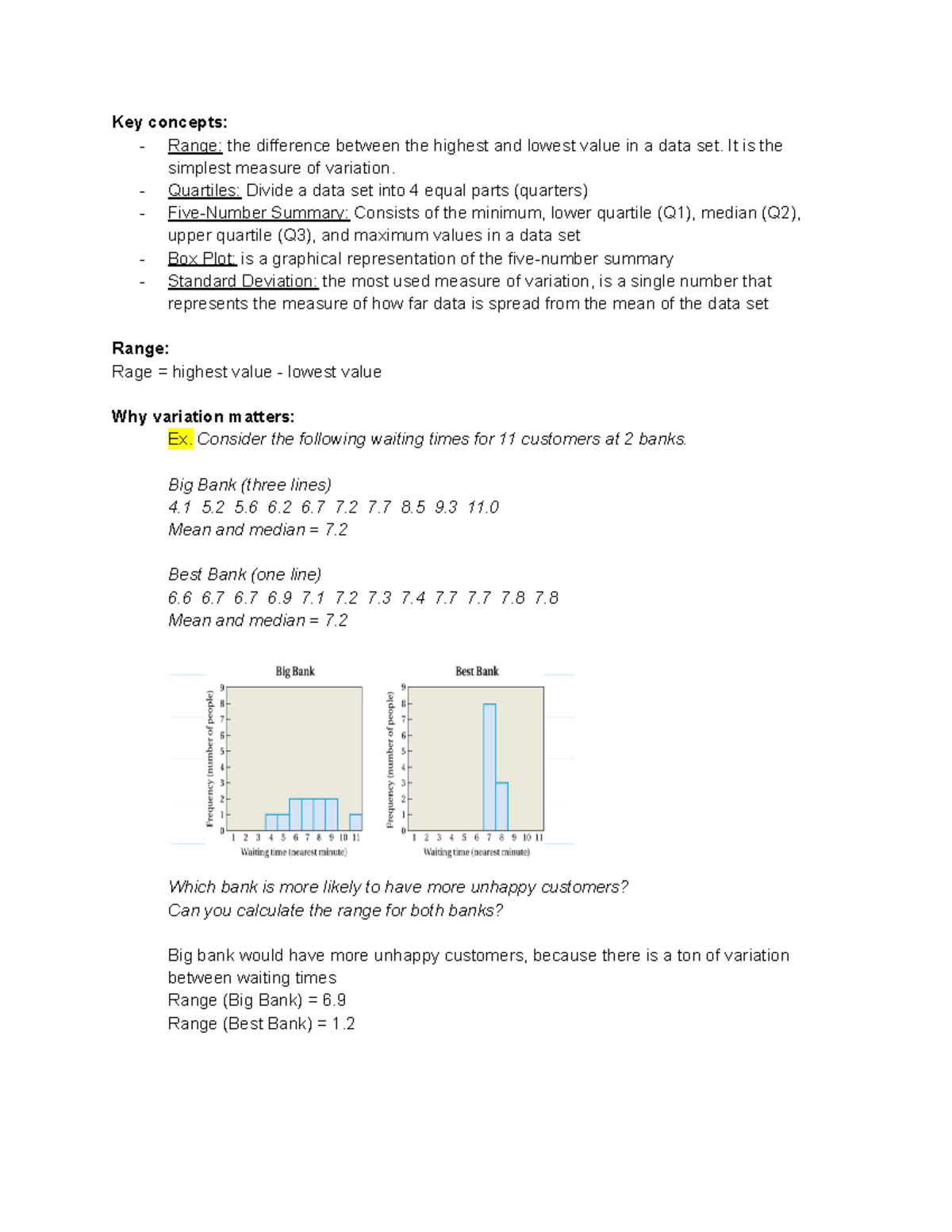 (6.B) Understanding Measures of Variation in Data Sets - Studocu