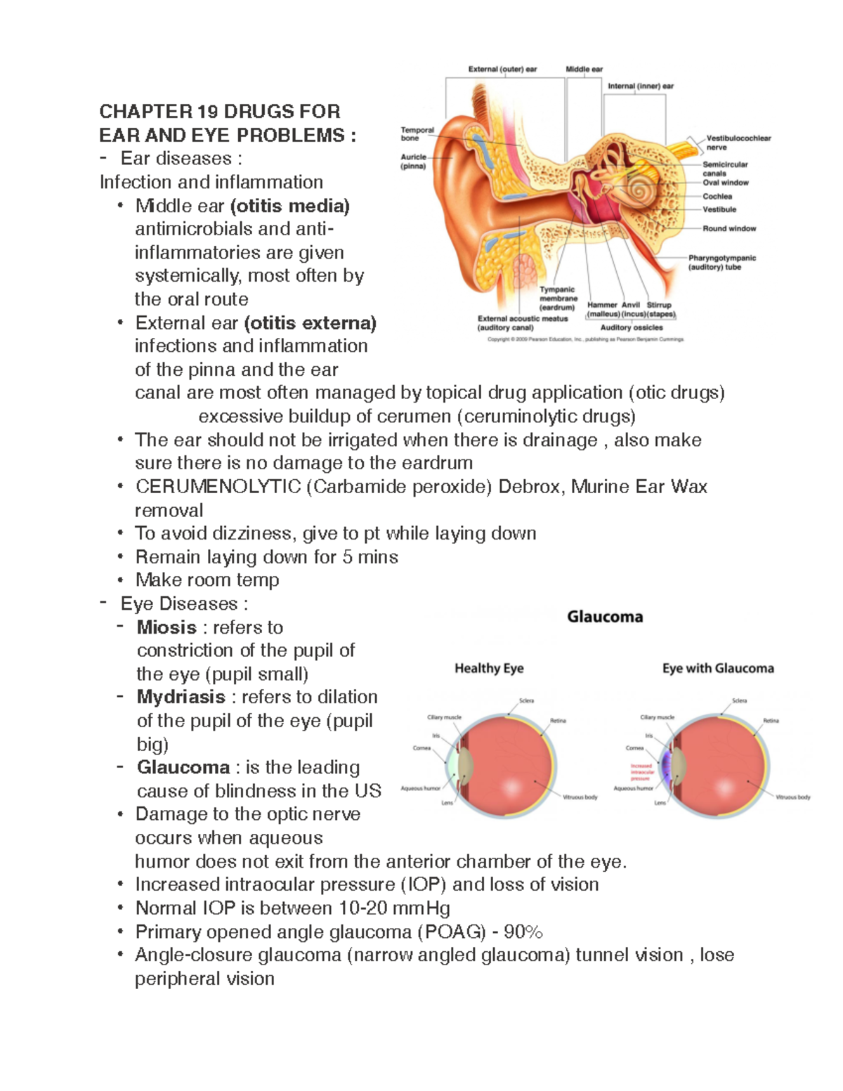 Chp 19 pharm - CHAPTER 19 DRUGS FOR EAR AND EYE PROBLEMS : - Ear ...