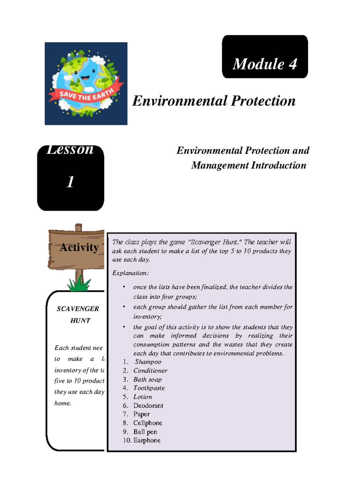 Assignment 4 - NSTP 1: Environmental Protection and Management Insights ...
