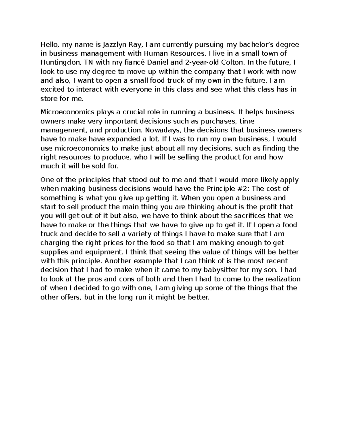 ECO201 Module One Discussion: Applying Microeconomics in Business ...