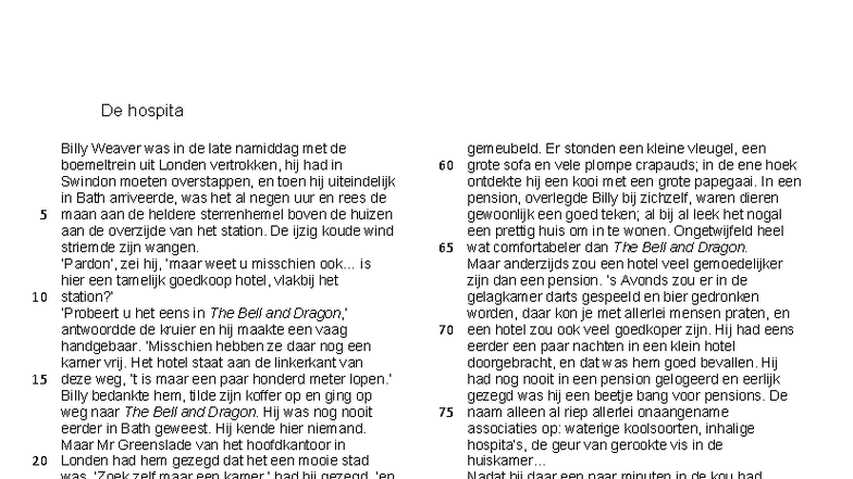 De Hospita: Een Verhaal van Billy Weaver in Bath - Studeersnel