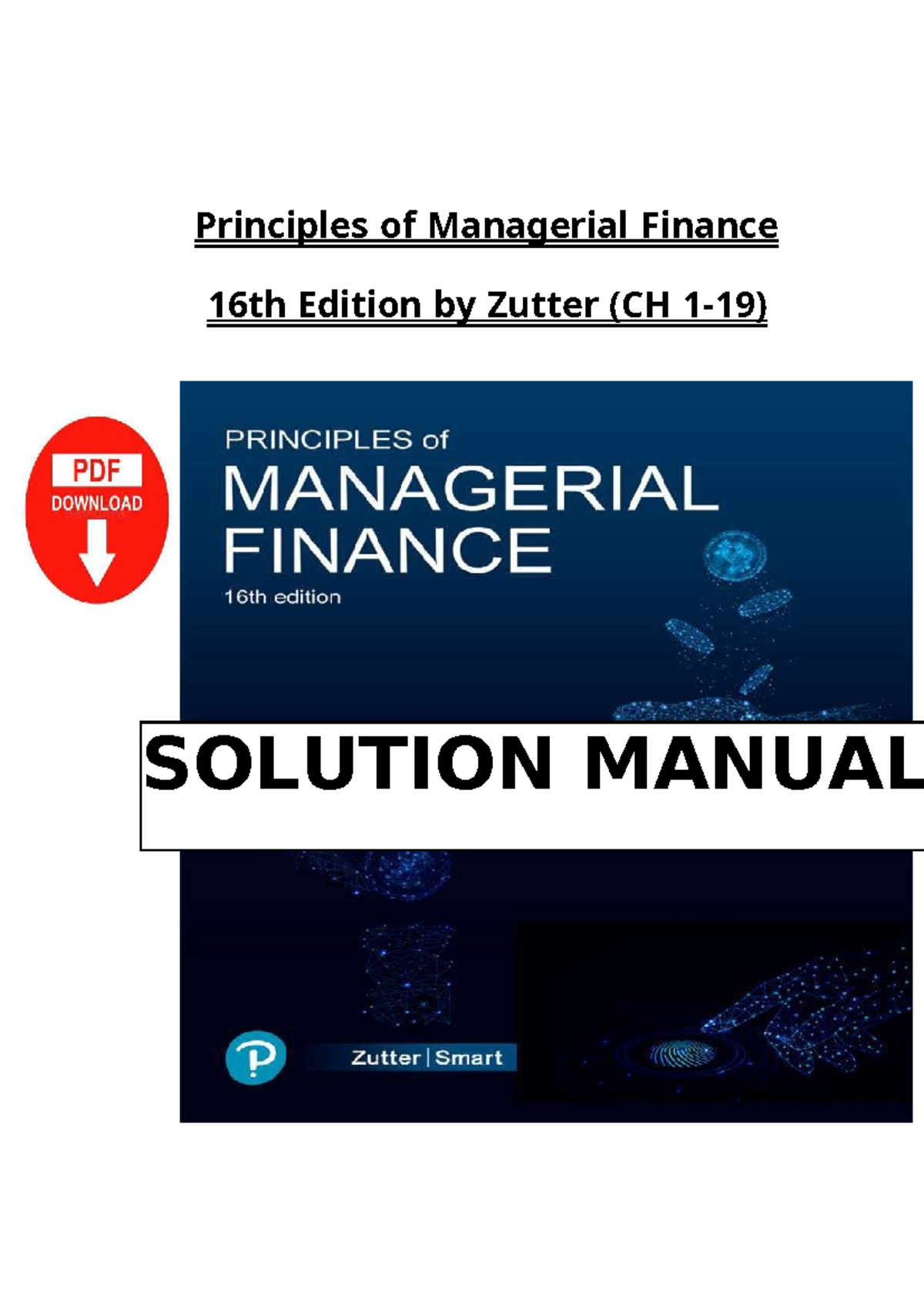Solution Manual for Principles of Managerial Finance (16th Ed ...