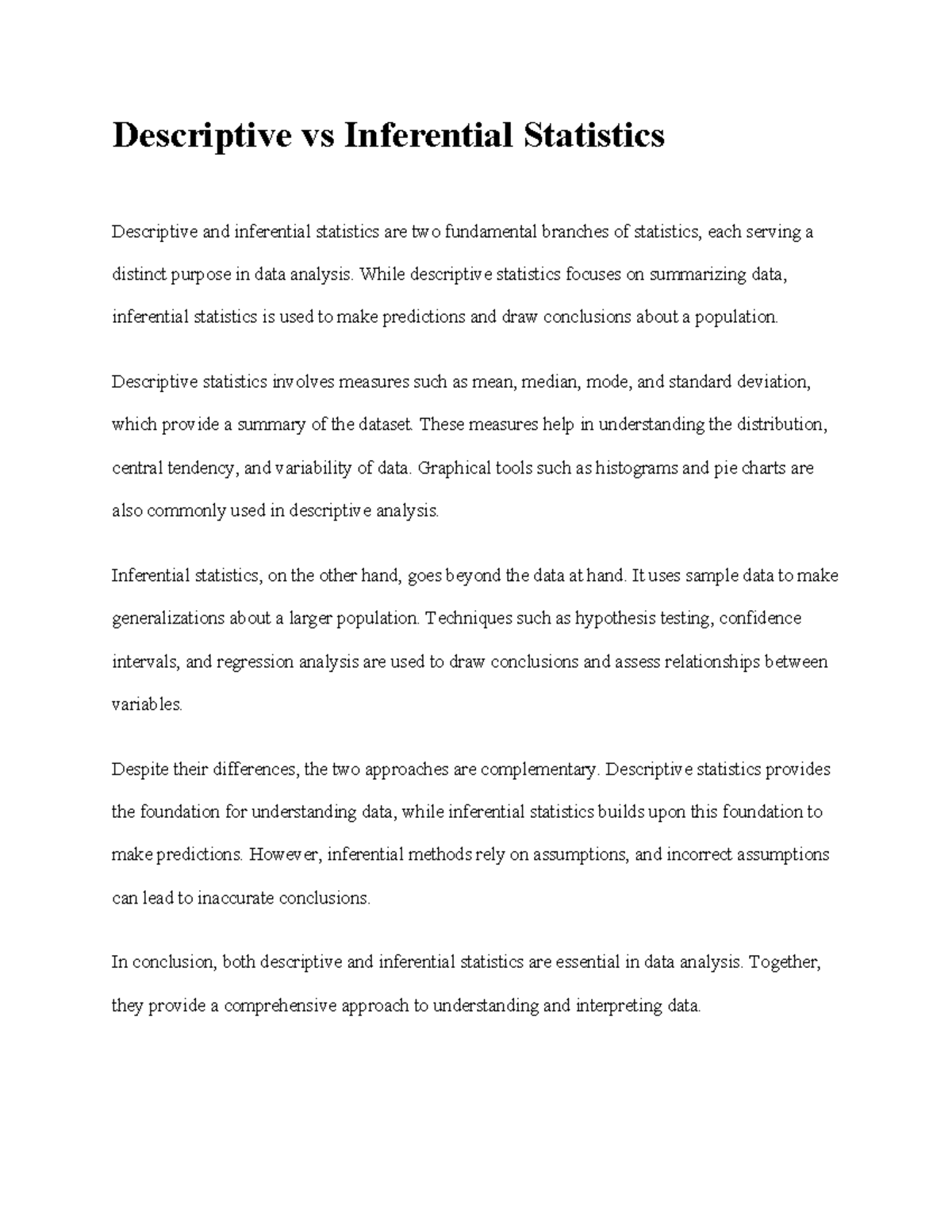Descriptive vs Inferential Statistics: Key Concepts Explained - Studocu
