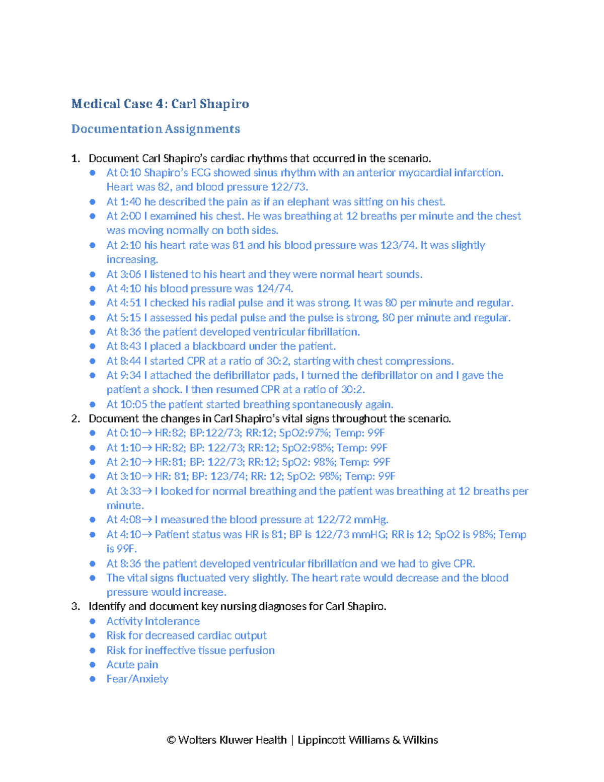 Carl Shapiro Documentation - Document Carl Shapiro’s cardiac rhythms ...