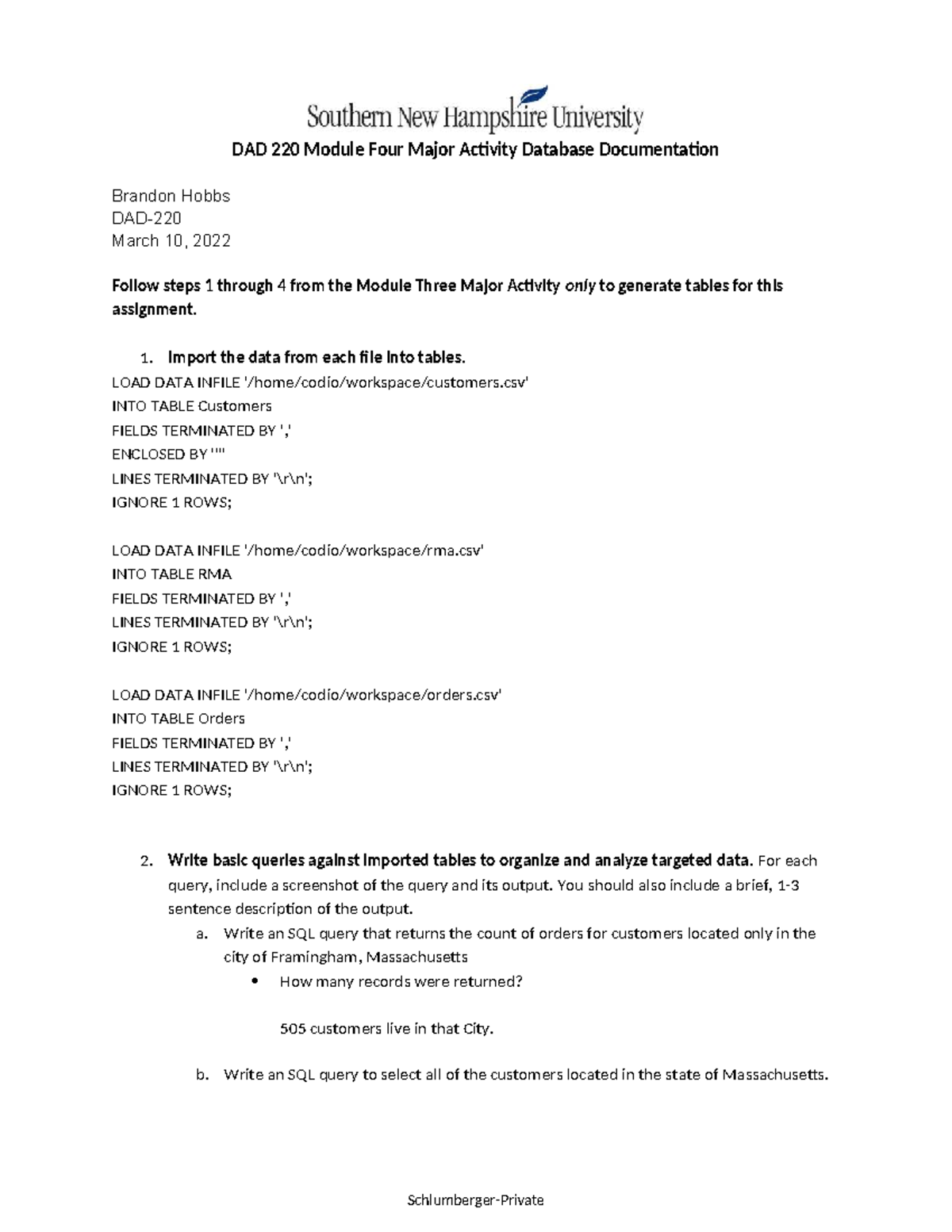 DAD 220 Module 4 Major Activity: Database Documentation & Queries - Studocu