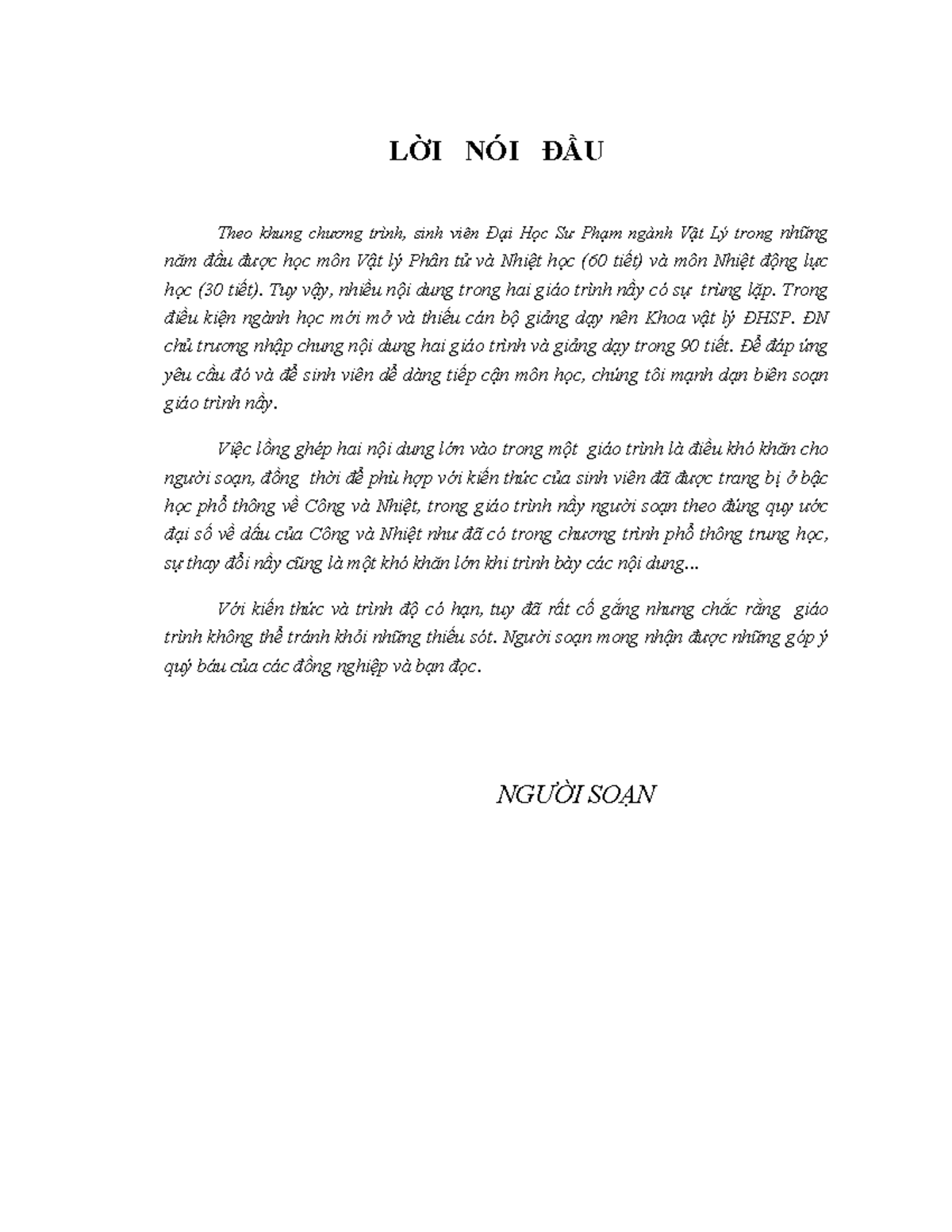 Nhiet 7 - Bài tập nhiệt học - LâI N”I ĐÄU Theo khung ch°ơng trÏnh, sinh viÍn Đ¿i Học S° Ph¿m ng ...