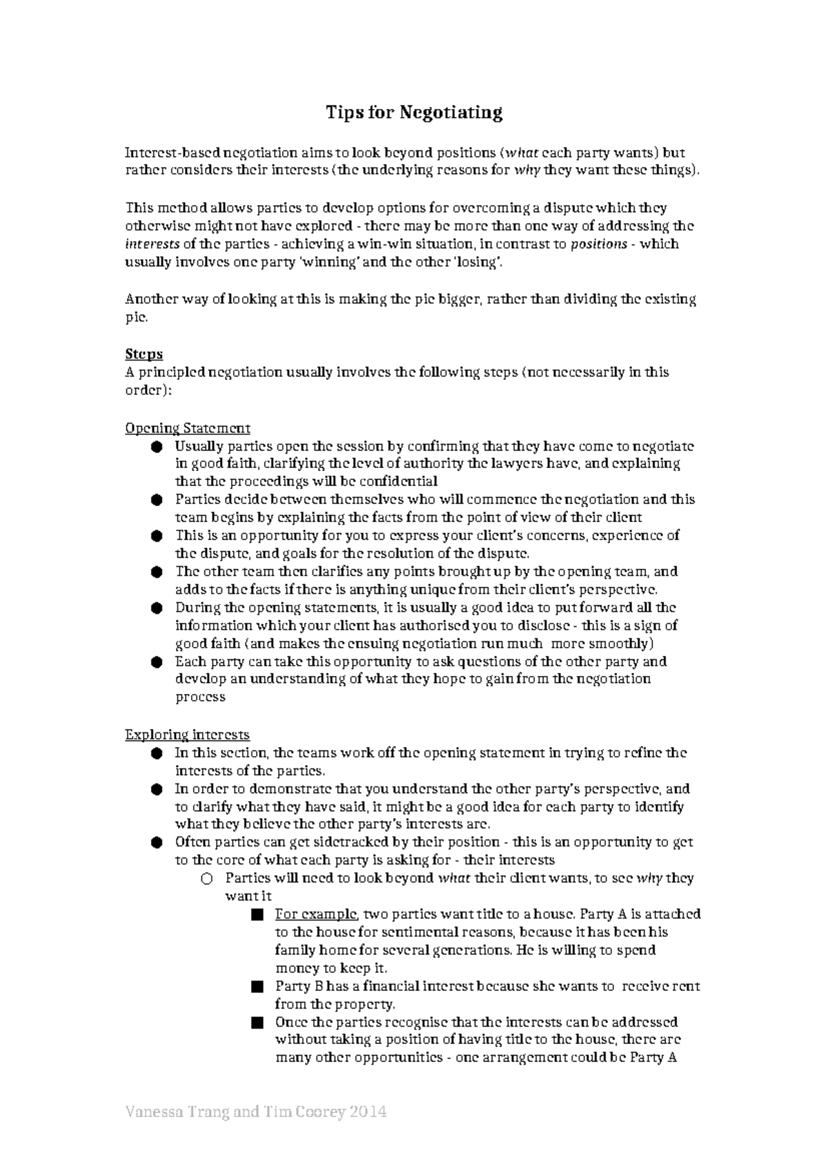 Negotiation Tips: Exploring Interests Beyond Positions (Course Code ...