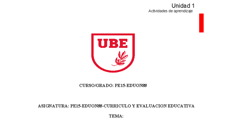 Unidad 1: Actividades de Aprendizaje en Evaluación Educativa - Studocu