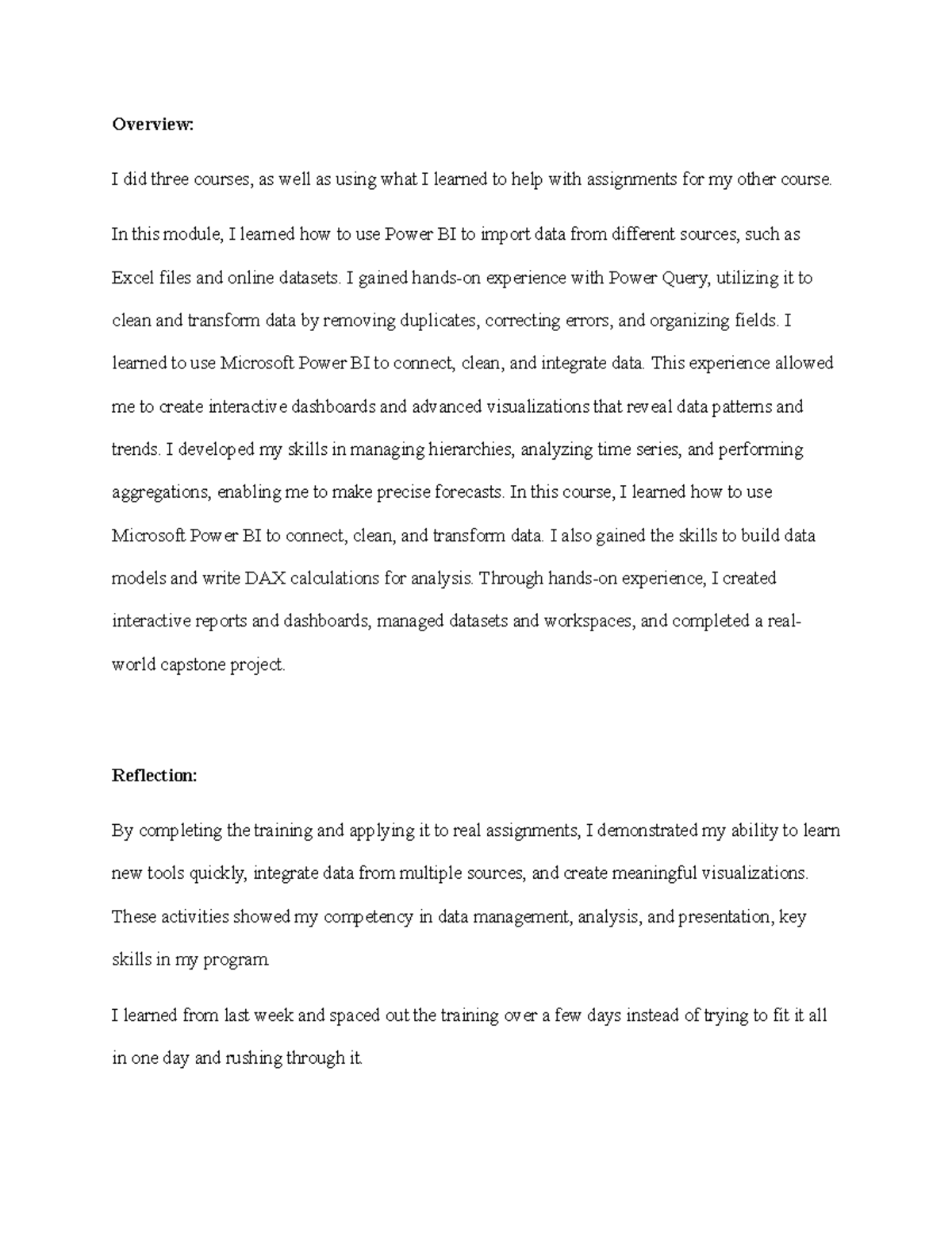 ACC 496 Journal 2: Reflections on Power BI Training and Application ...