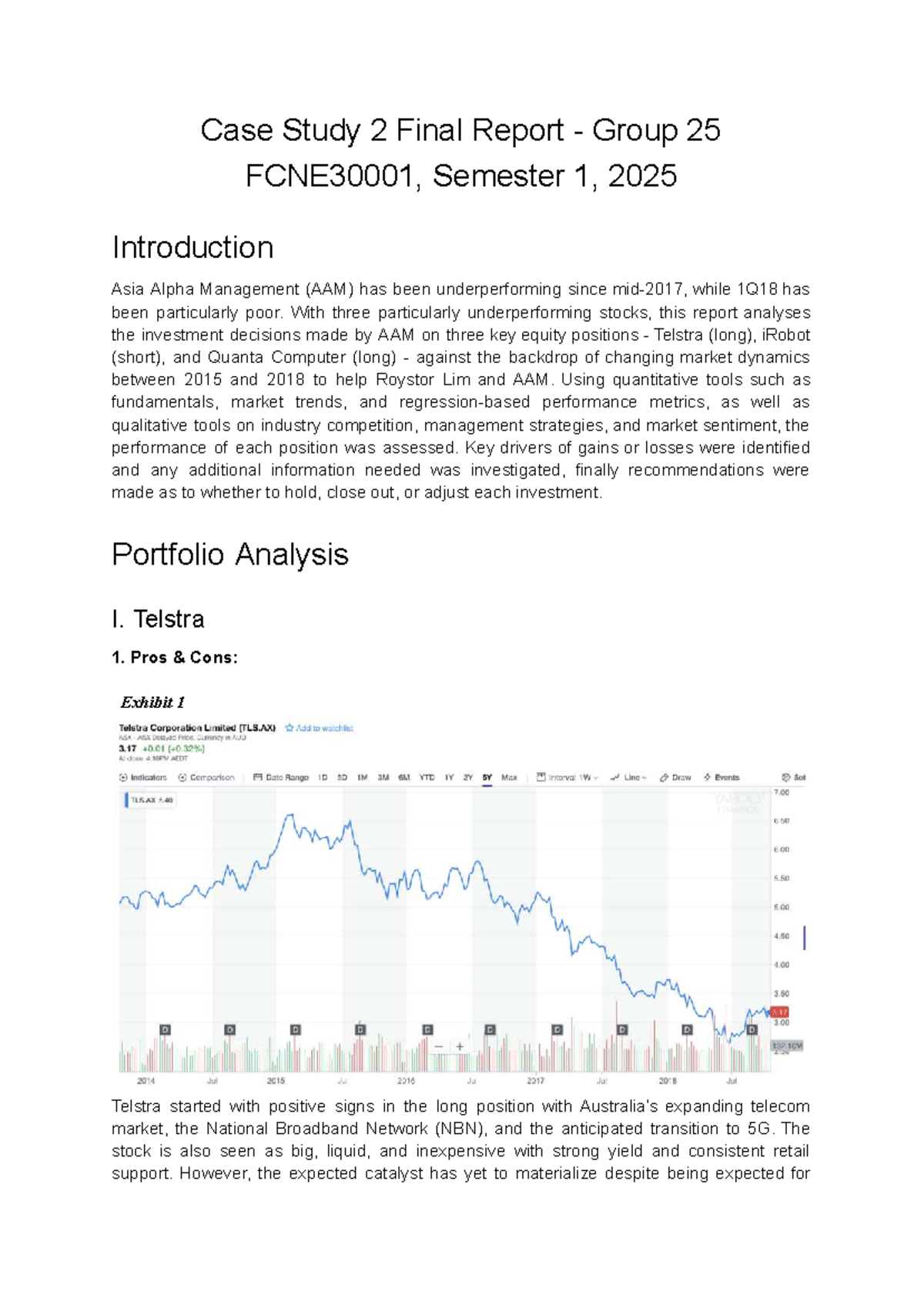 Case Study 2 Final Report: AAM Investment Analysis (Group 25) - Studocu
