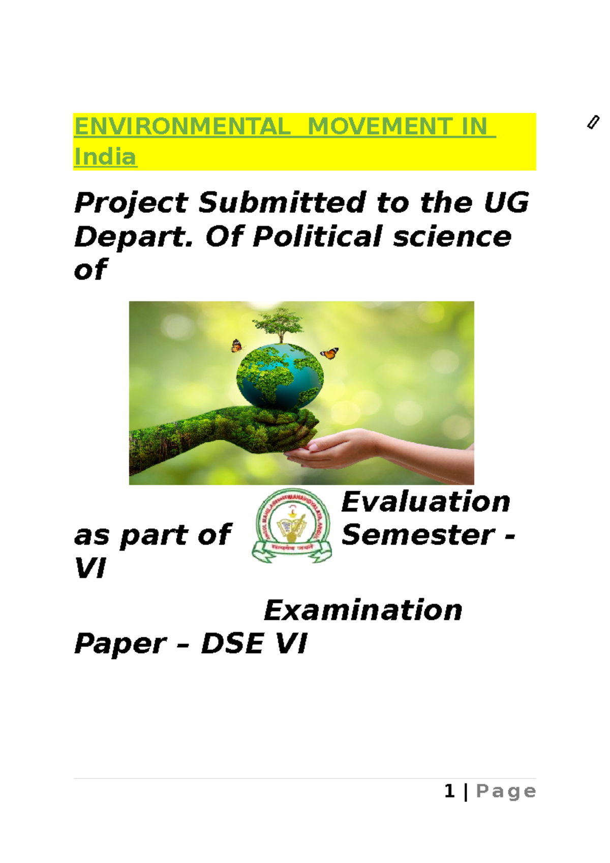 Environmental Movements in India: A Study for DSE VI 1 - Studocu