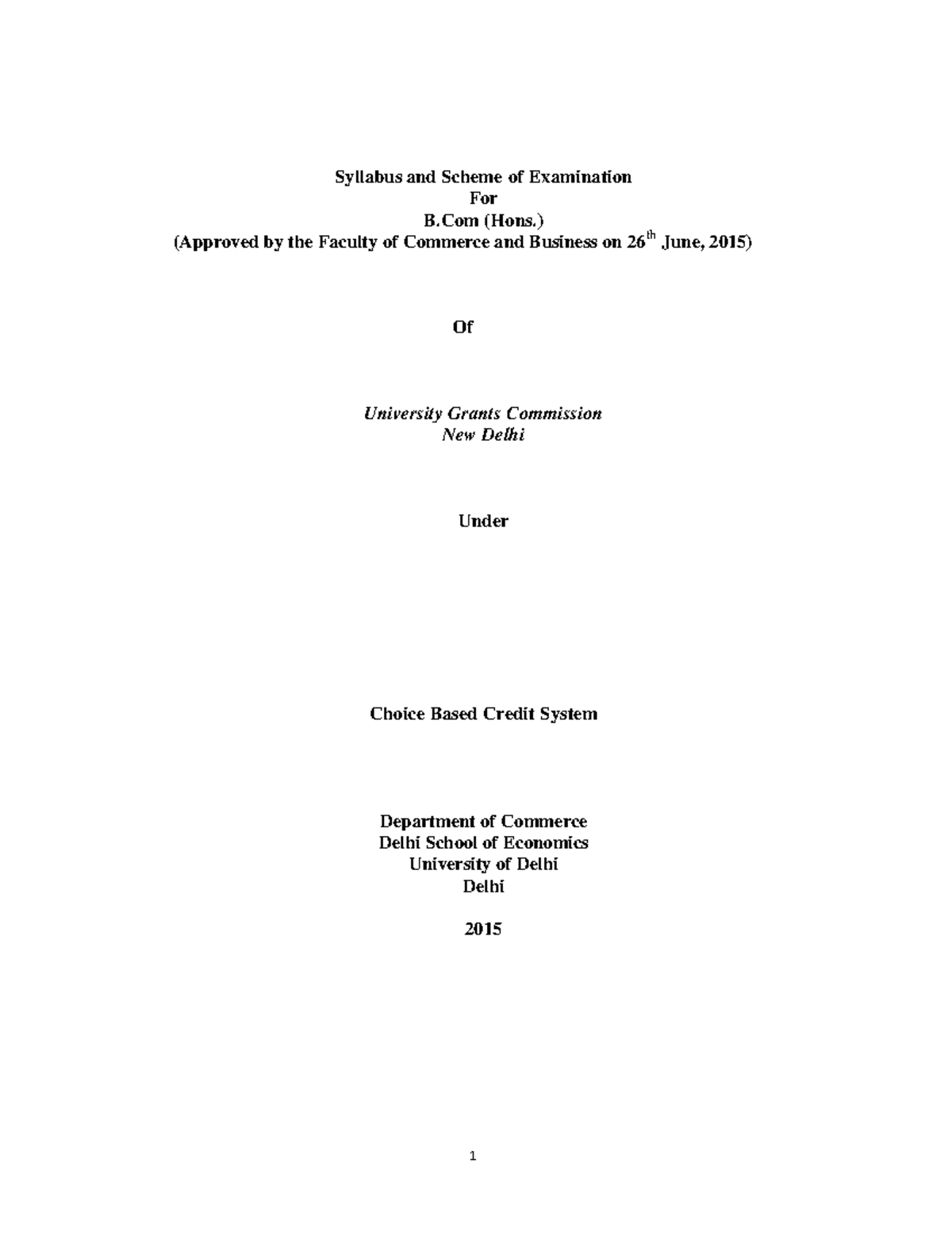 Bcom hons syllabus for all years - Syllabus and Scheme of Examination ...