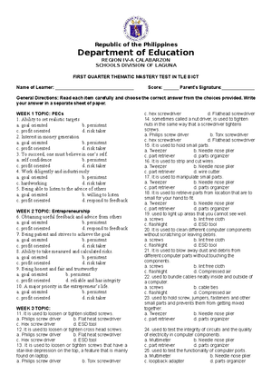 Learning competencies in Electrical Installation and Maintenance Grades ...