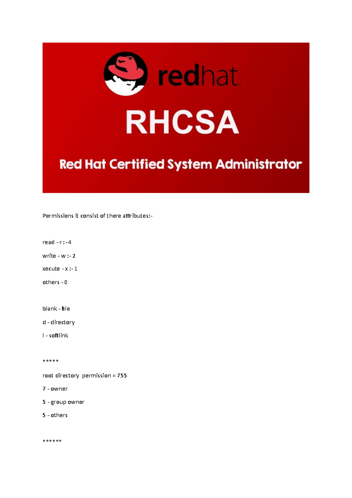 Red Hat Linux Commands & Permissions Guide (CS101) - Studocu