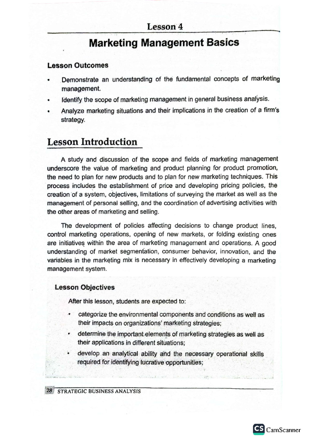 SBA 4-6 - Lecture on Marketing Management Fundamentals - Studocu
