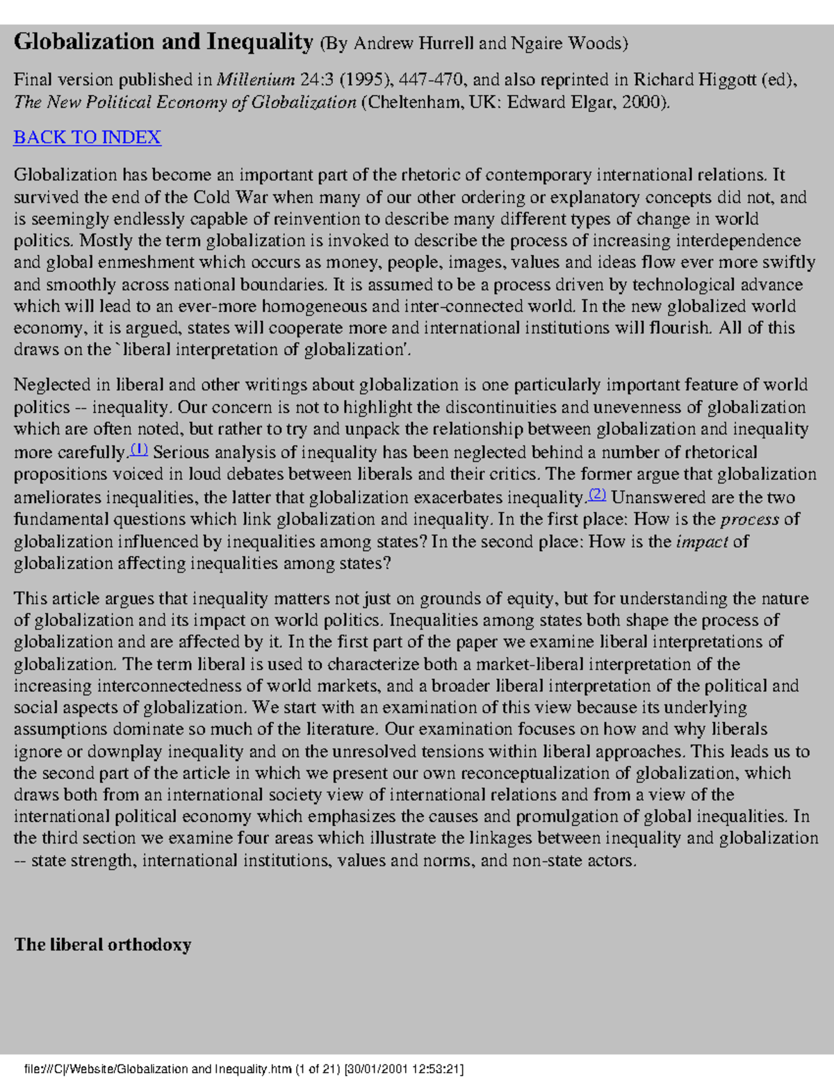 Globalization and Inequality: Analyzing Power Dynamics in I.R. (Final ...