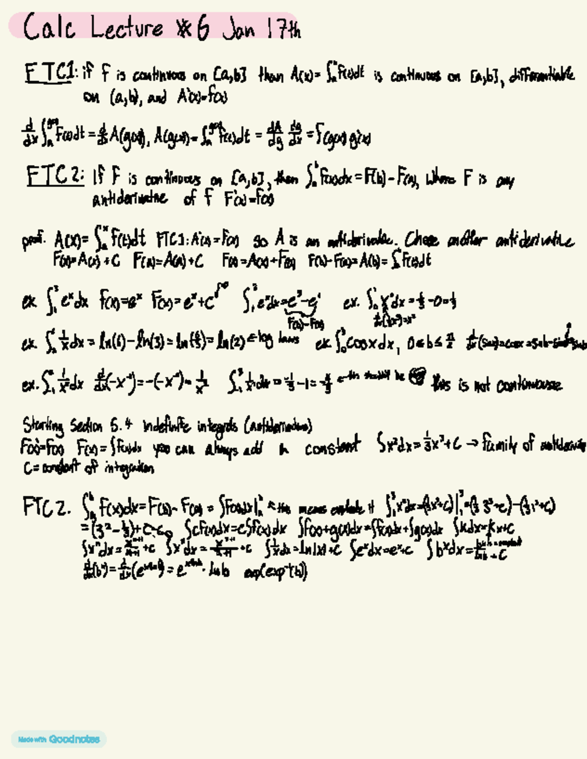 Calculus - My notes from lecture and tutorial - Calc Lecture 6 Jan 17th ...