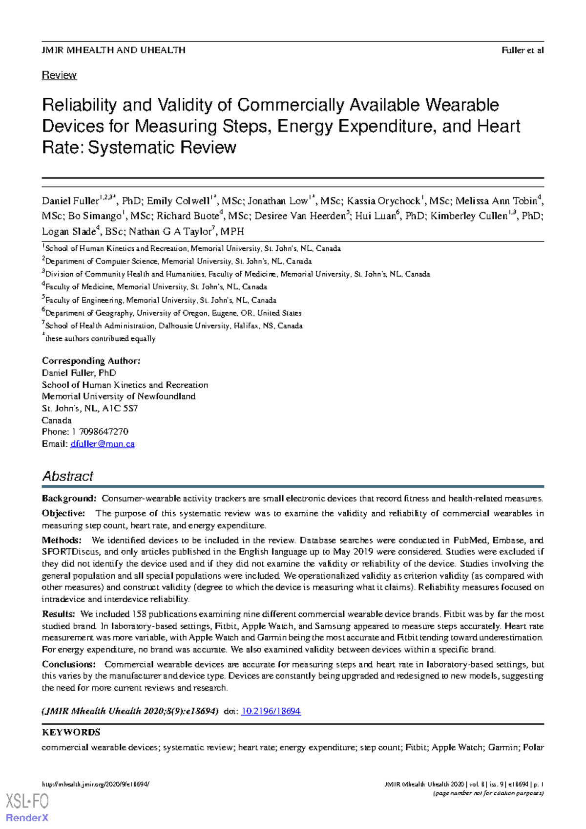 JMIR MHEALTH AND UHEALTH: Systematic Review of Wearable Devices ...