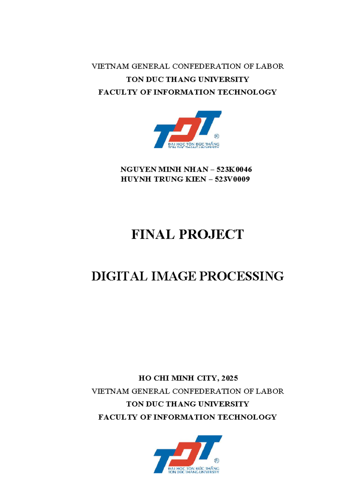 DIP 523K0046 Final Project: Applications of Computer Vision - Studocu