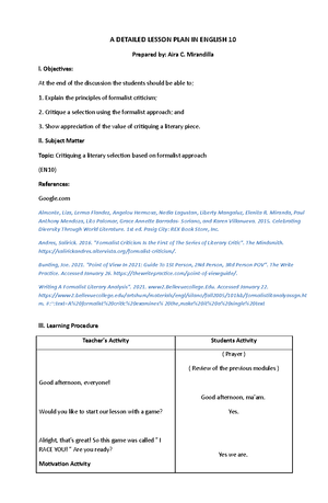 English 10 Q3 Module 7 - 10 English Quarter 3– Module 7: Critiquing a ...