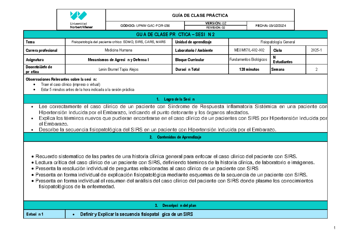 GUÍA DE Práctica 2 - guia practica - CÓDIGO: UPNW-GAC-FOR- 036 VERSIÓN: 02 REVISIÓN: 02 FECHA ...