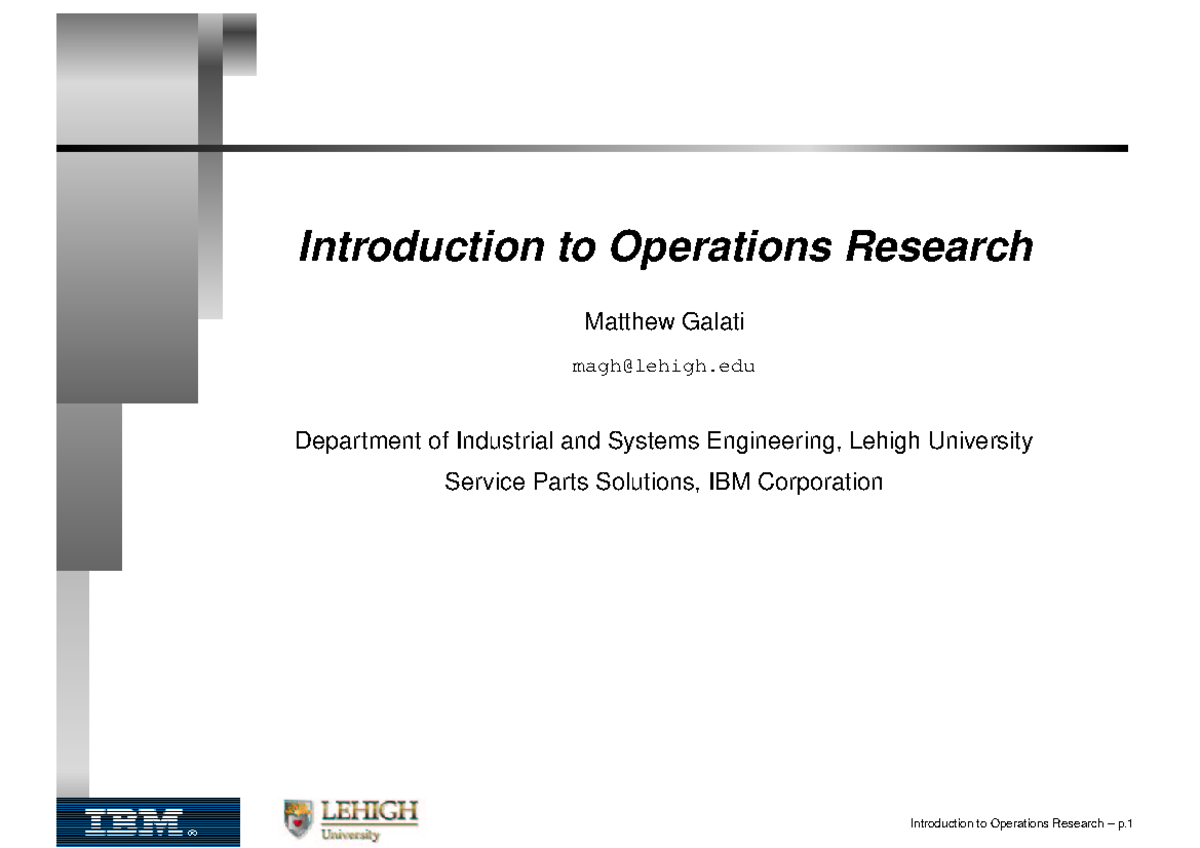 Introduction to Operations Research - Introduction to Operations ...