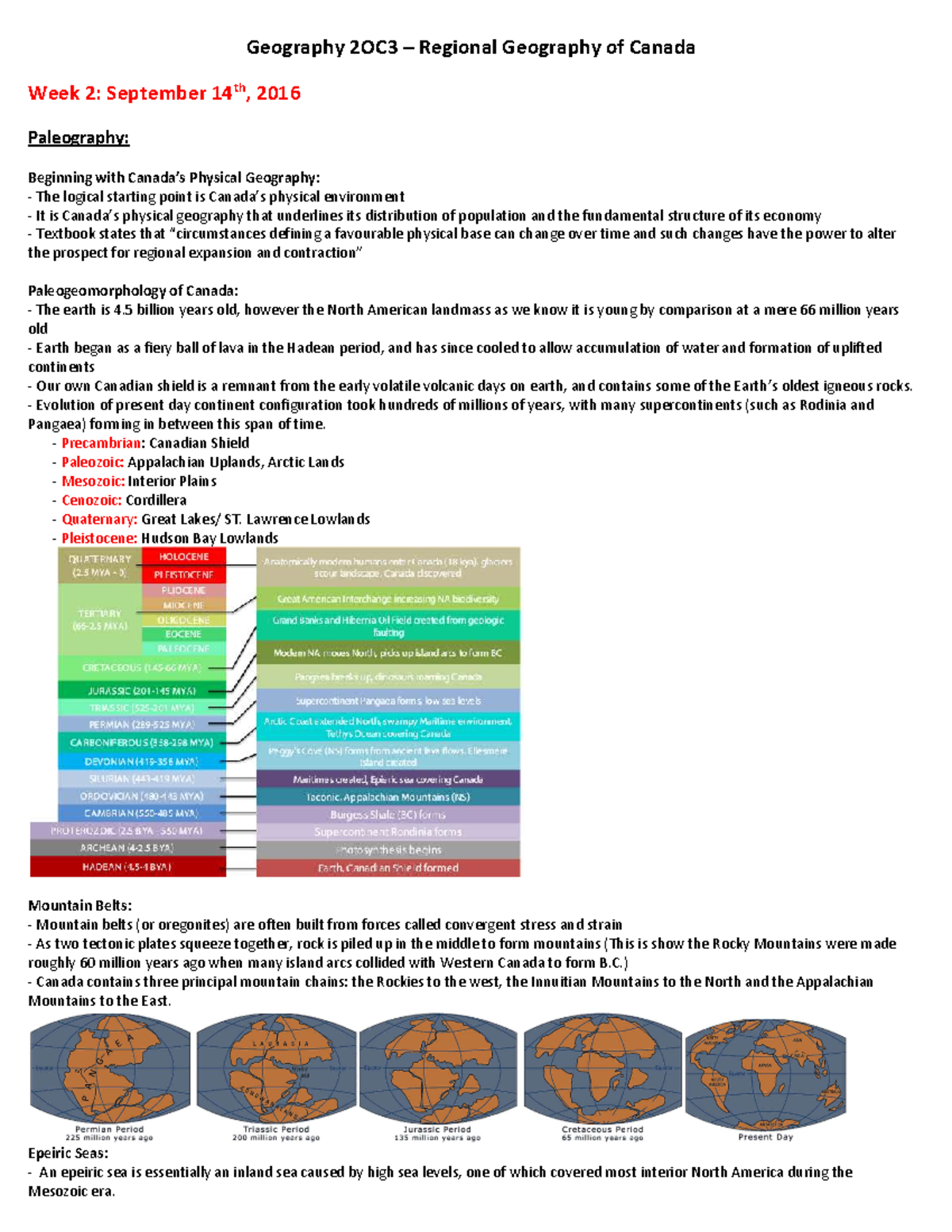 Geography 2OC3 - Final Exam Study Guide: Regional Geography of Canada ...